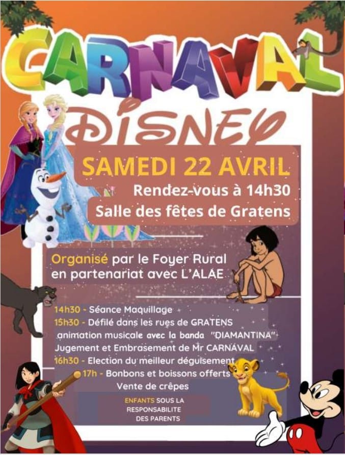Gratens : Carnaval Disney au village - Petite République.com